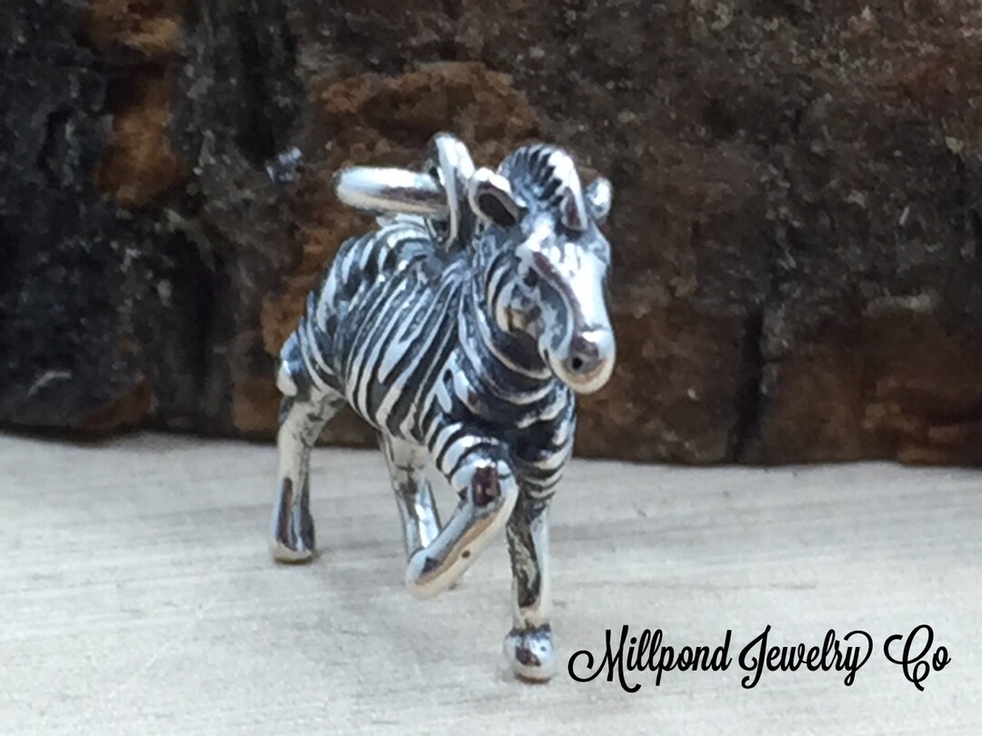 Zebra Charm, Zebra Pendant, Sterling Silver Zebra Charm, Animal Lover ...