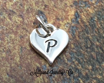 Sterling Silver Cursive P Initial Charm, P Letter Charm, Cursive P ...