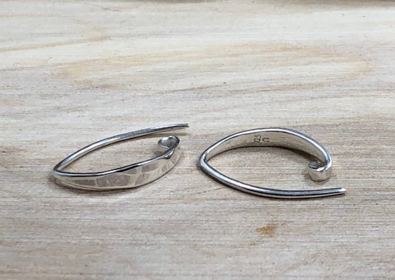 Sterling Silver Hammered Ear Wire With Hidden Loop Ear Wires | Etsy