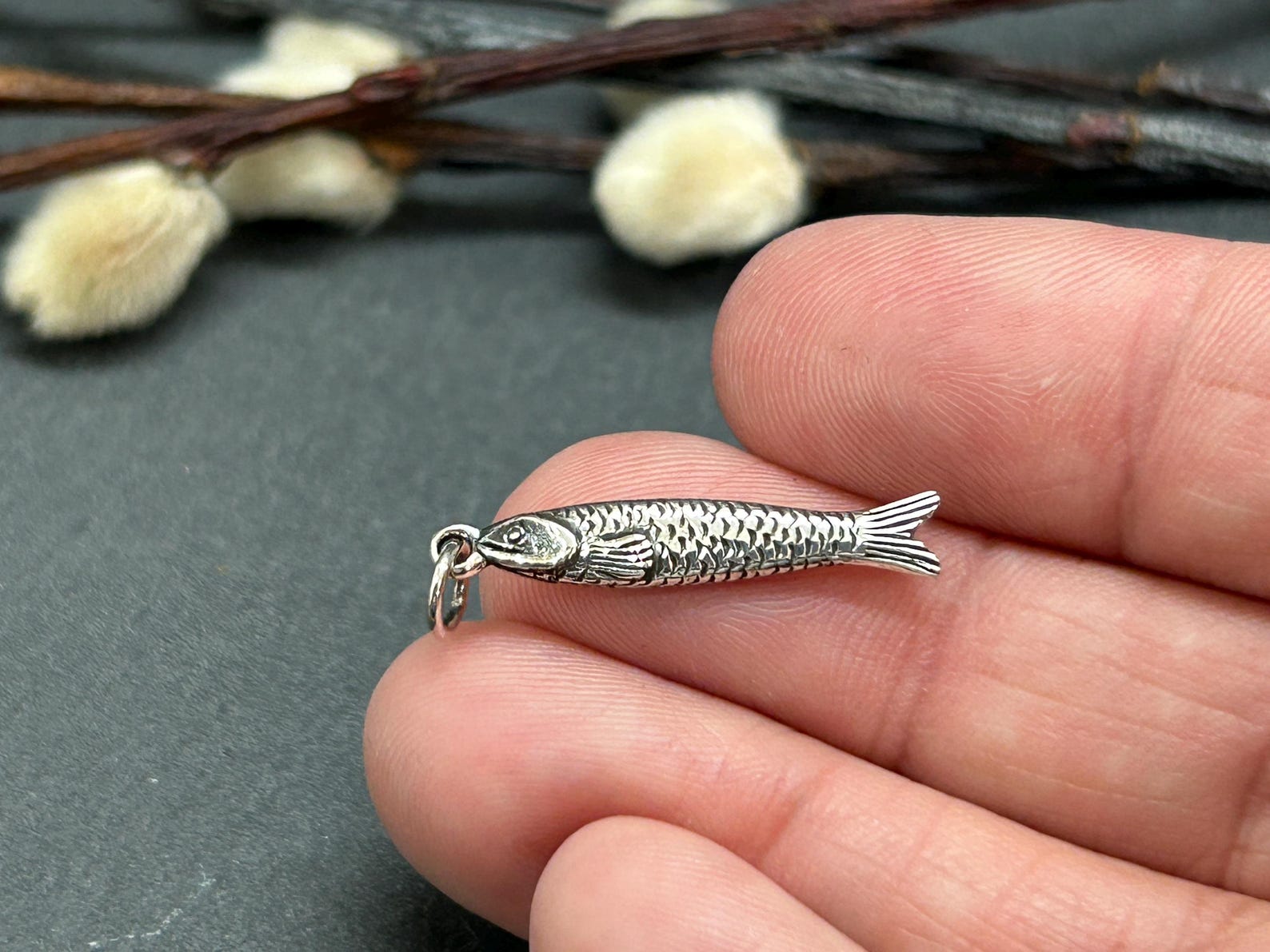 Sterling Silver Sardine Charm, Fish Charm, Charm, Fishing Charm, Can of ...
