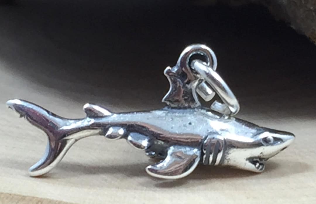 Shark Charm, Sterling Silver Shark Charm, Sea Life Charm, Beach Charm ...