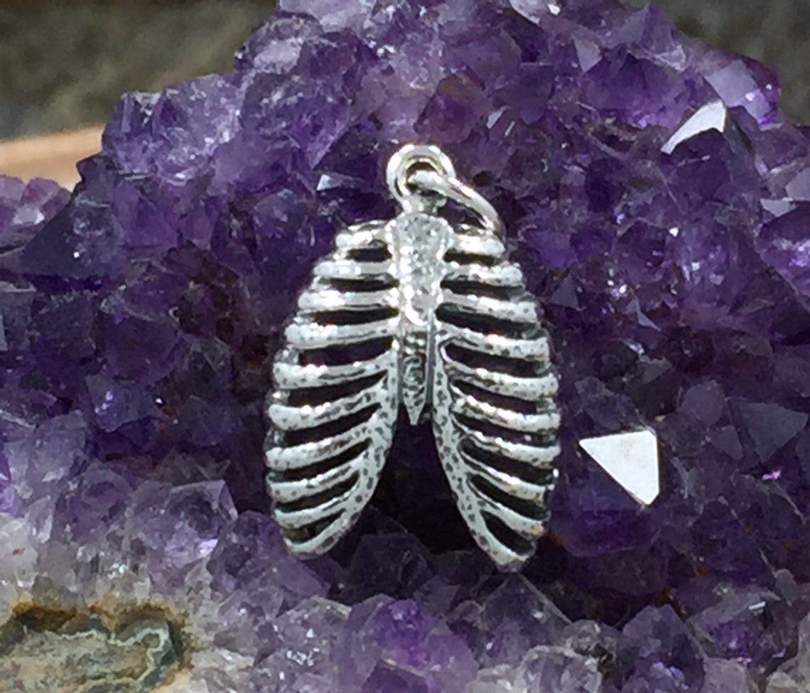 Ribcage Charm Rib Cage Charm Zombie Charm Silver Ribcage | Etsy