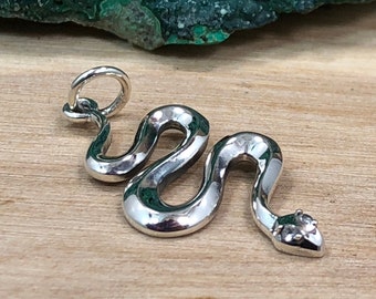 Silver Snake Charm - Etsy