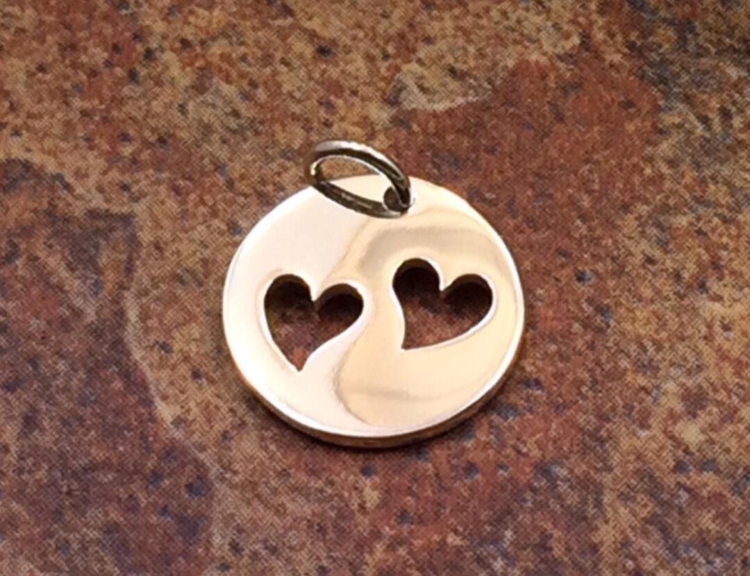 Heart Charm, Heart Pendant, Two Cut Out Heart Charm, Sterling Silver ...