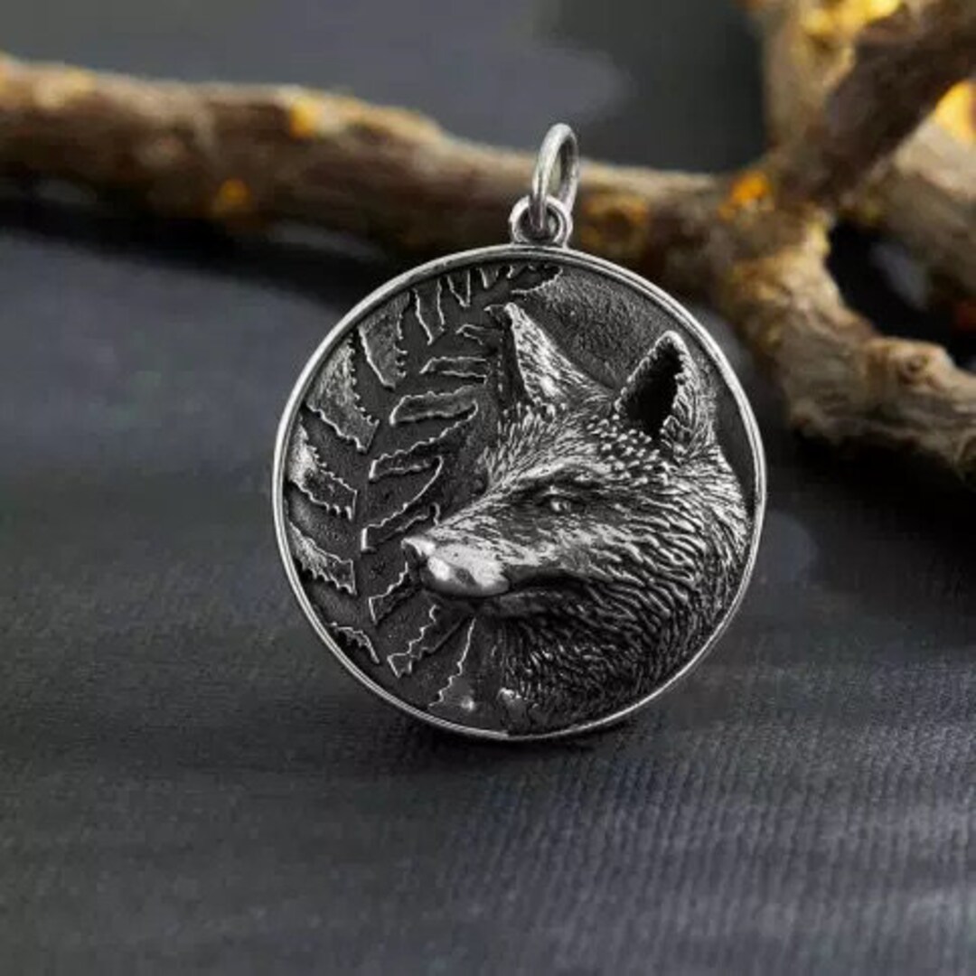 Sterling Silver Fox and Fern Pendant, Sterling Silver Fox Charm, Fox ...