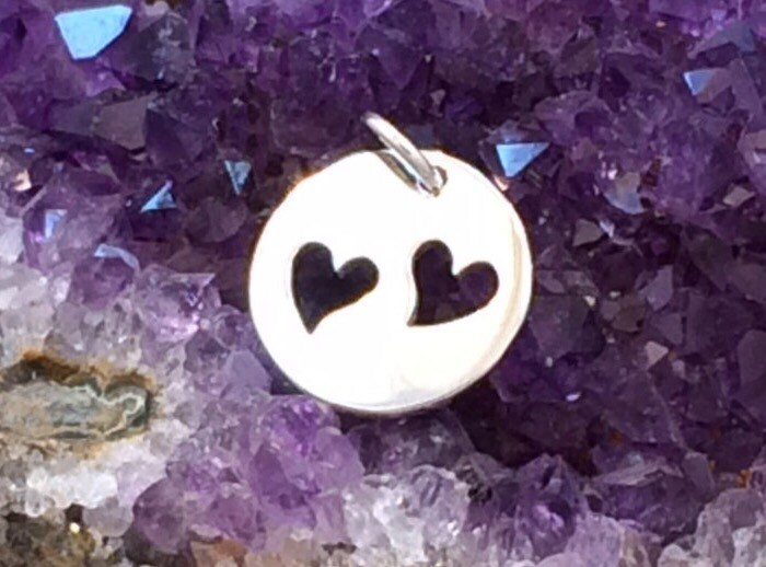 Heart Charm Heart Pendant Two Cut Out Heart Charm Sterling - Etsy