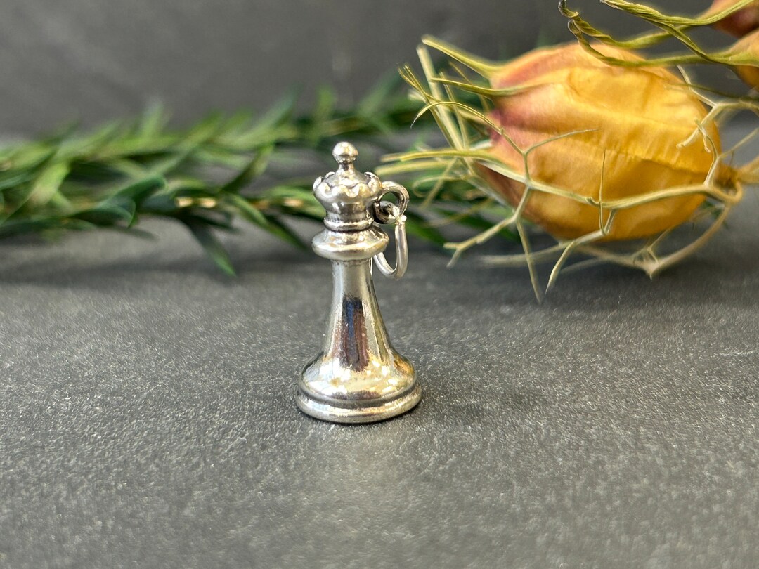 Queen Chess Piece Charm, Chess Piece Charm, Sterling Silver Charm ...