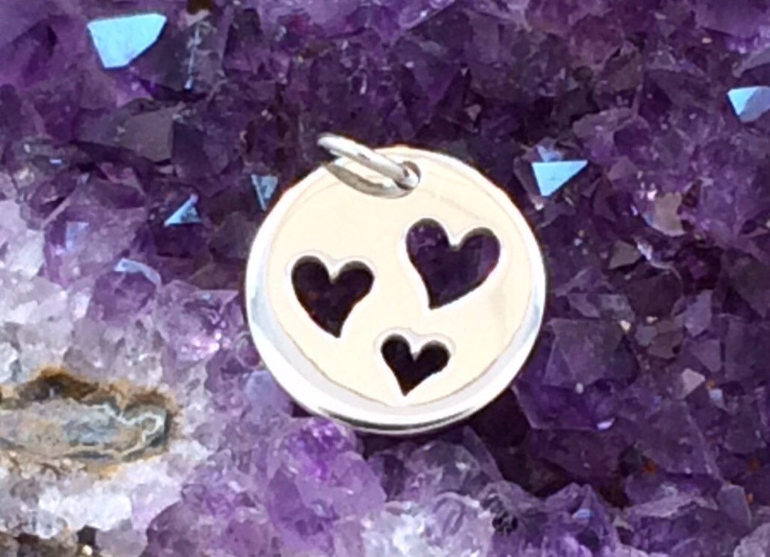 Heart Charm Heart Pendant Three Cut Out Heart Charm - Etsy