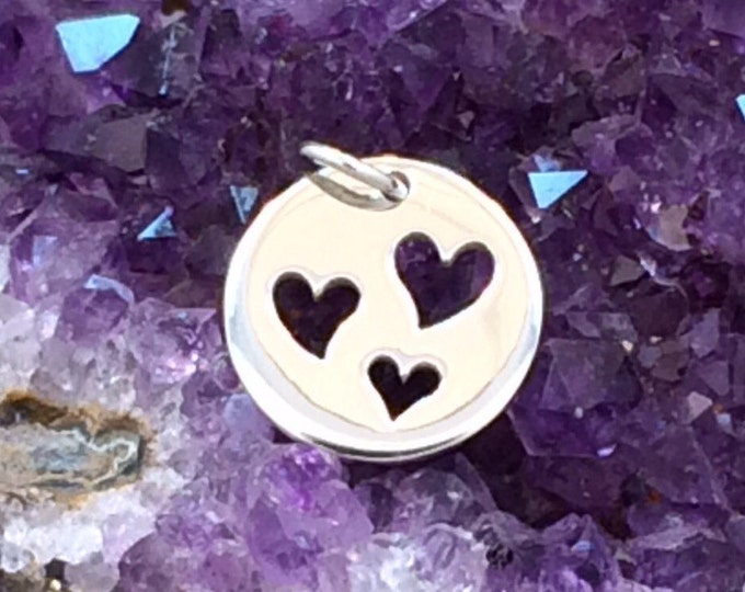 Heart Charm Heart Pendant Three Cut Out Heart Charm - Etsy
