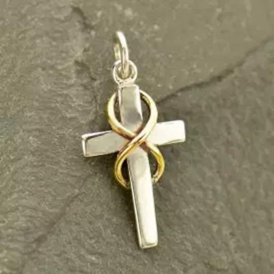 Cross Charm, Cross With Infinity Symbol, Sterling Silver Cross Charm ...