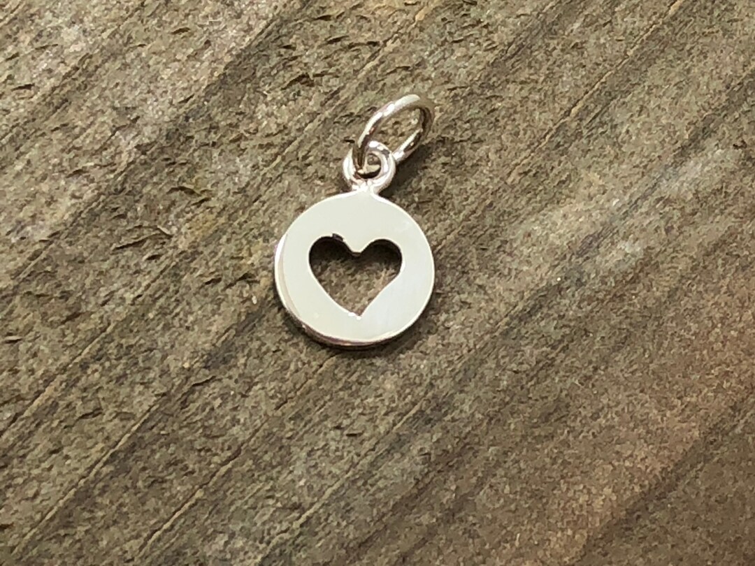 Heart Charm, Heart Pendant, Cut Out Heart Charm, Sterling Silver Heart ...