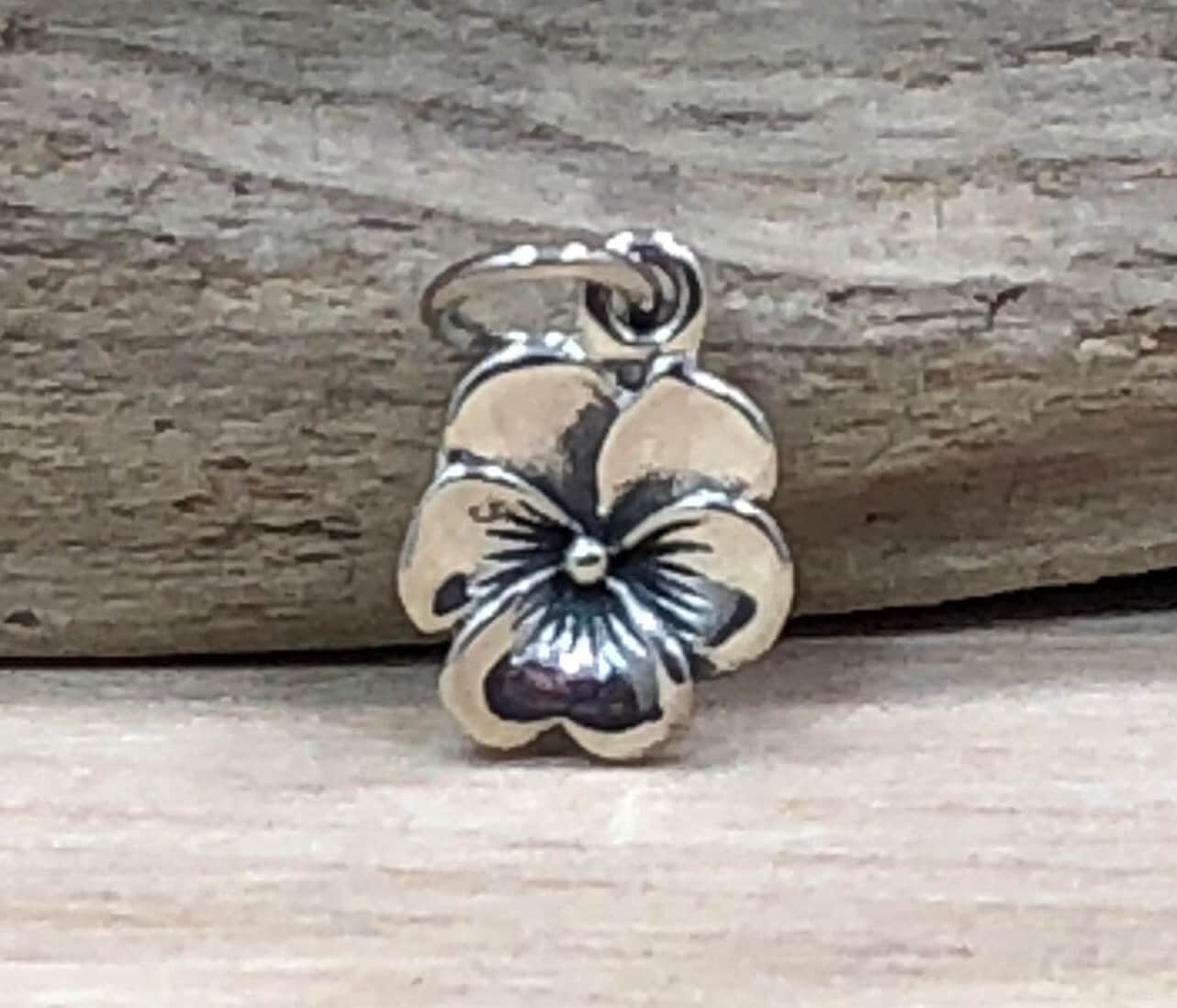 Pansy Charm, Sterling Silver Pansy Flower Charm, Flower Charm, Sterling ...