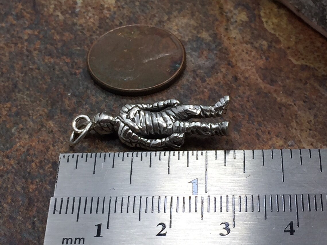Mummy Charm Halloween Charm Sterling Silver Charm Sterling - Etsy