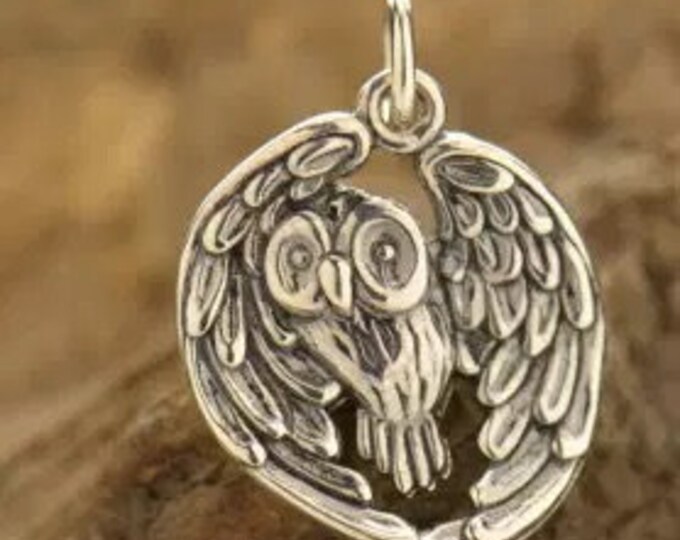 Owl Charm, Realistic Owl Charm, Sterling Silver Owl Charm, Owl Pendant ...