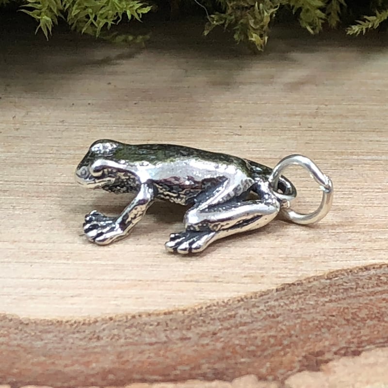 Sterling Silver Frog Charm - Etsy