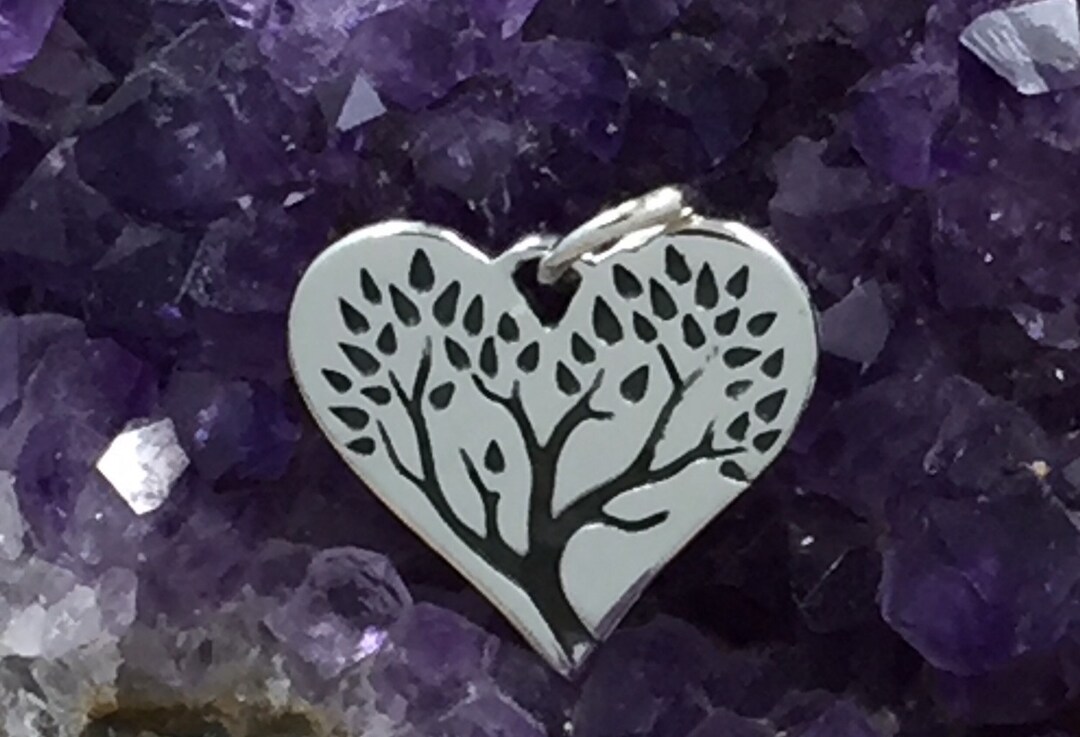 Heart Cut Out With Etched Tree of Life, Tree Heart Charm, Tree of Life ...