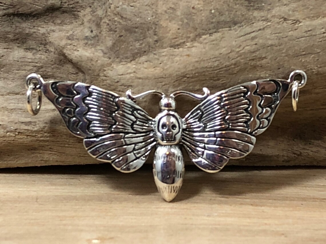 Moth Charm Deaths Head Moth Charm Skull Charm Sterling | Etsy