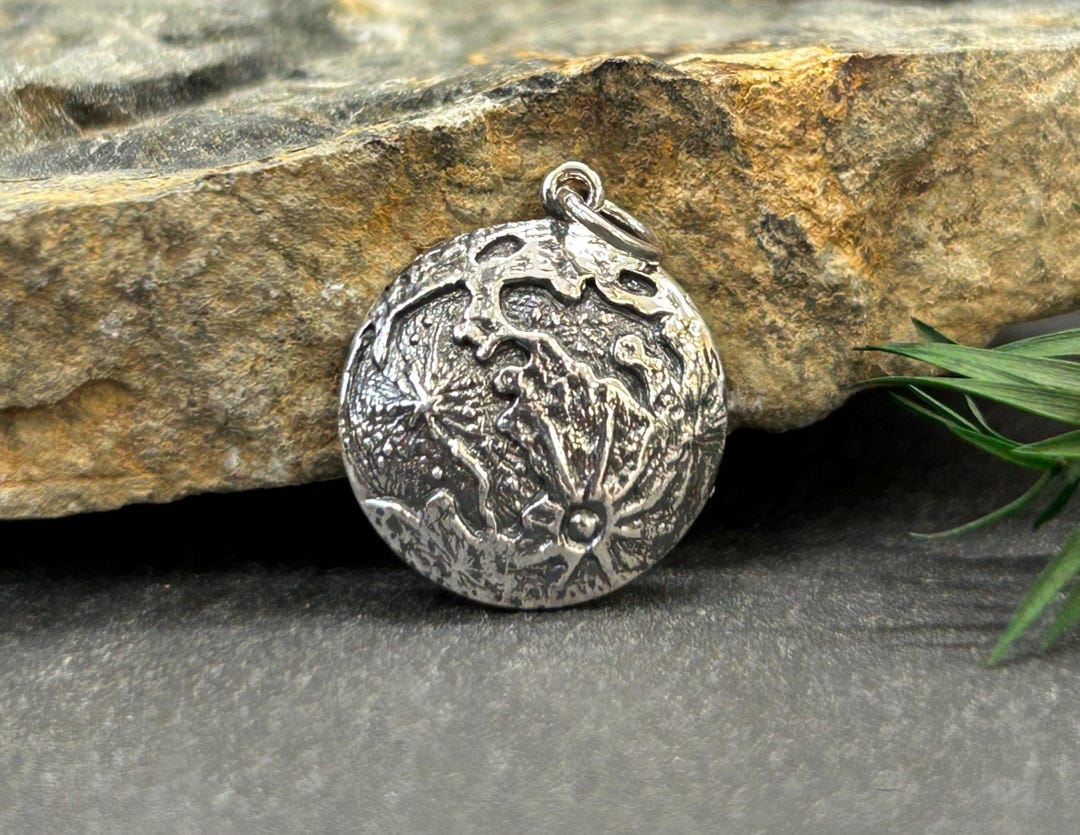 Sterling Silver Full Moon Charm, Moon Charm, Moon Pendant, Celestial ...