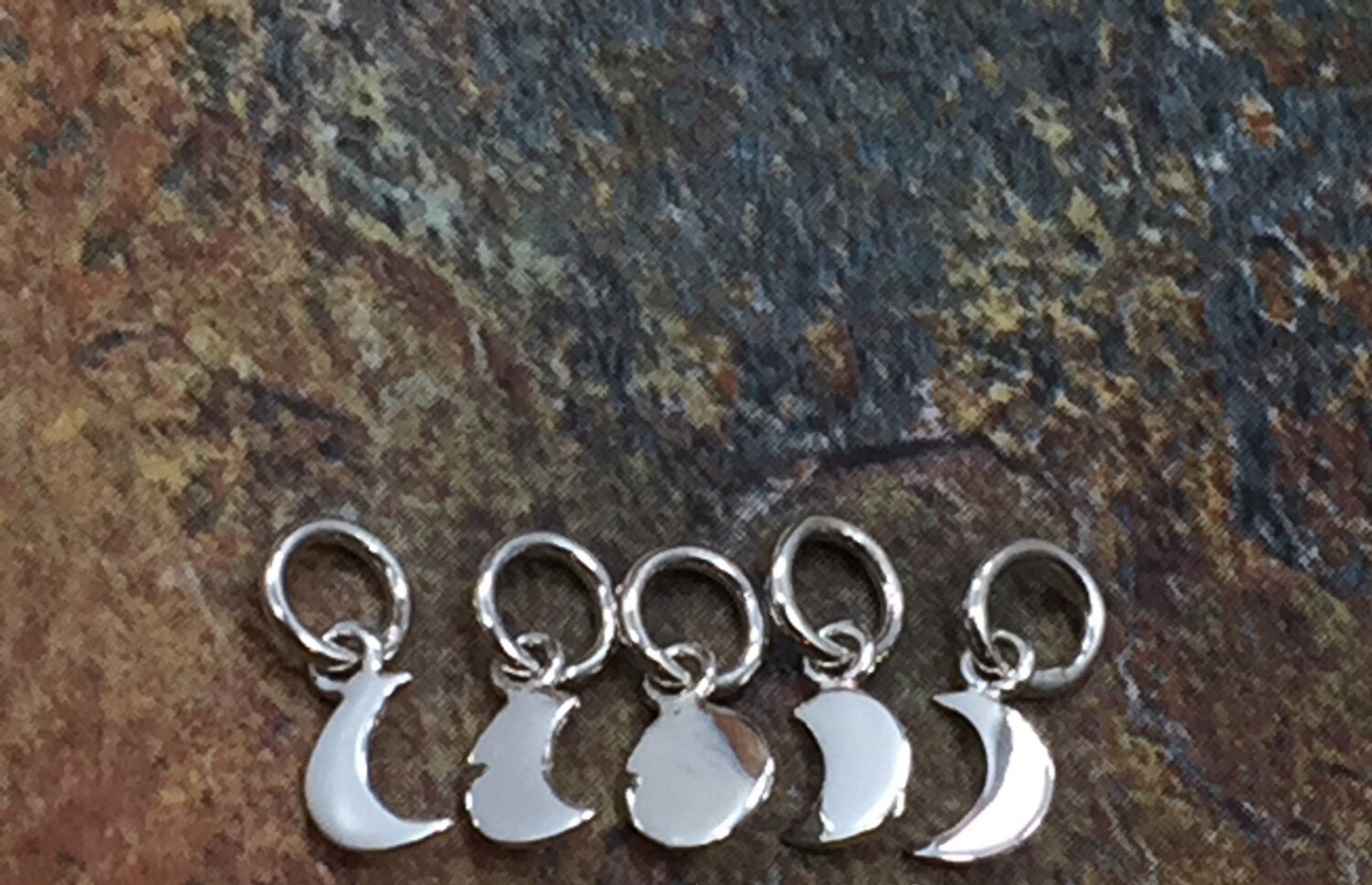 Sterling Silver Moon Phase Charm Set 5 Moon Charms Moon | Etsy