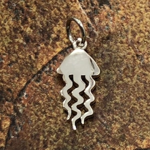 Sterling Silver Flat Jellyfish Charm, Jelly Fish Charm, Jelly Fish ...