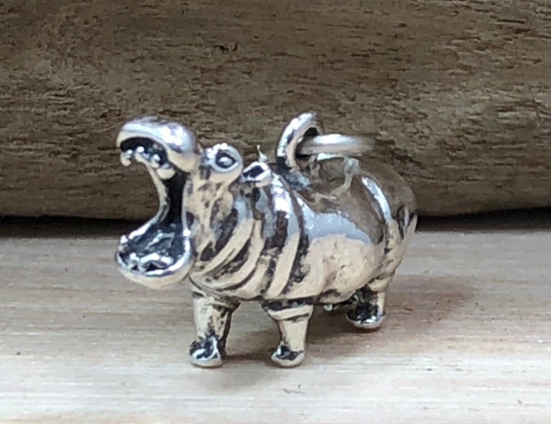 Hippopotamus Charm, Hippo Charm, Hippopotamus Pendant, Sterling Silver ...