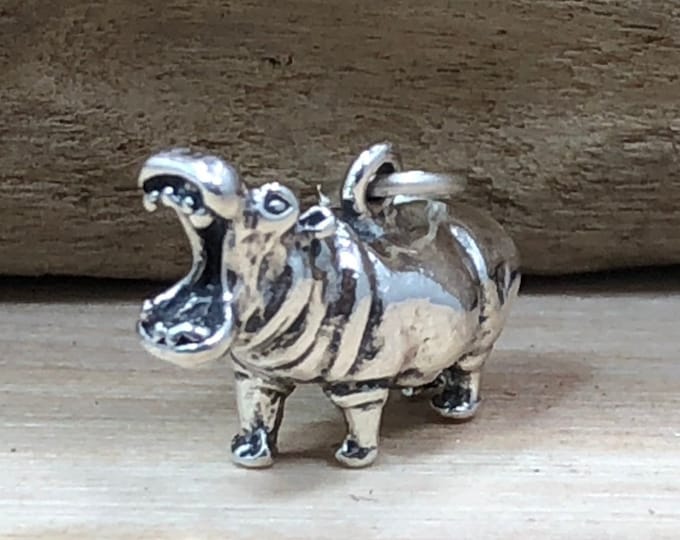 Hippopotamus Charm, Hippo Charm, Hippopotamus Pendant, Sterling Silver ...