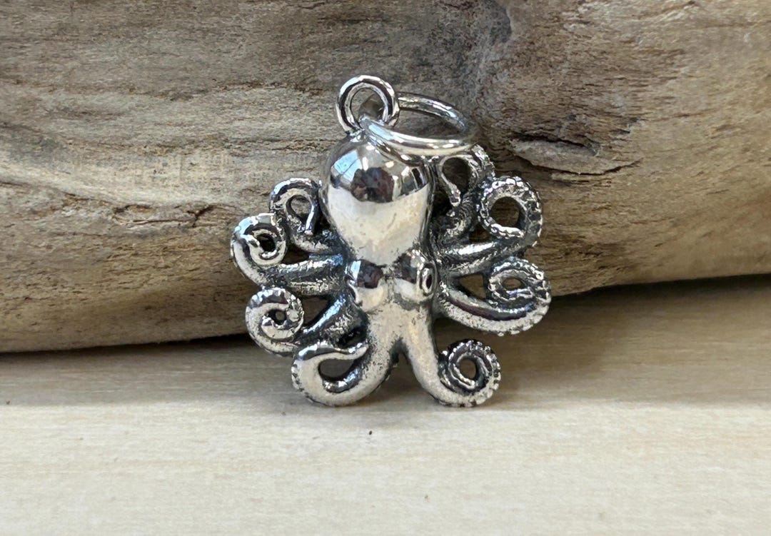 Sterling Silver Baby Octopus Charm, Sterling Silver Octopus Charm, Sea ...