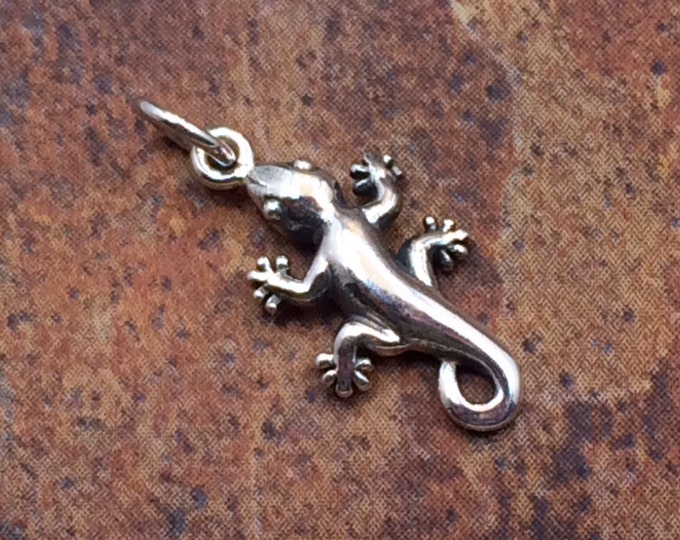 Gecko Charm, Gecko Pendant, Lizard Charm, Lizard Pendant, Sterling ...