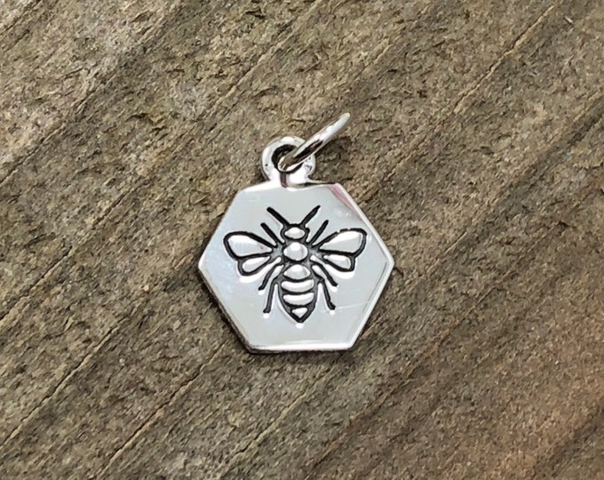 Sterling Silver Beehive Charm With Bronze Bee, Bee Charm, Bee Hive Pendant, Honeybee Charm, Bee ...