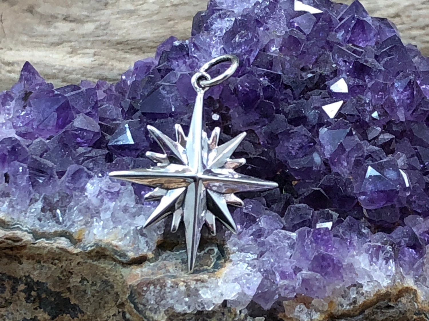 North Star Charm Sterling Silver North Star Charm With 16 - Etsy