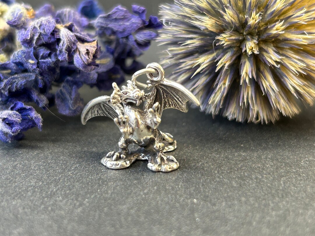 Dragon Charm, Dragon Pendant, Mystical Charm, Mythical Charm, Sterling ...