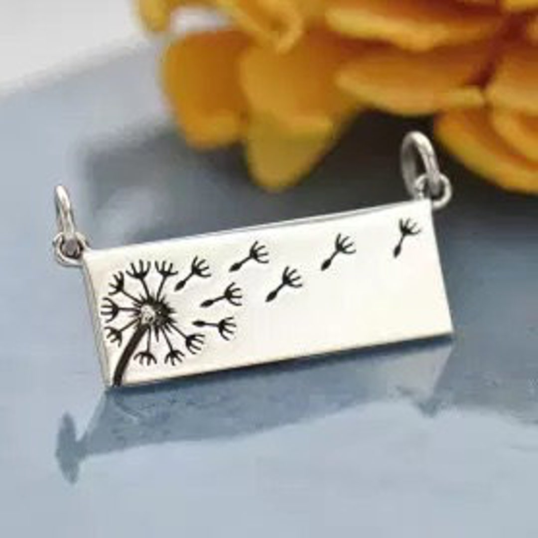 Dandelion Charm, Dandelion Disc Charm, Flower Charm, Dandelion Bar ...