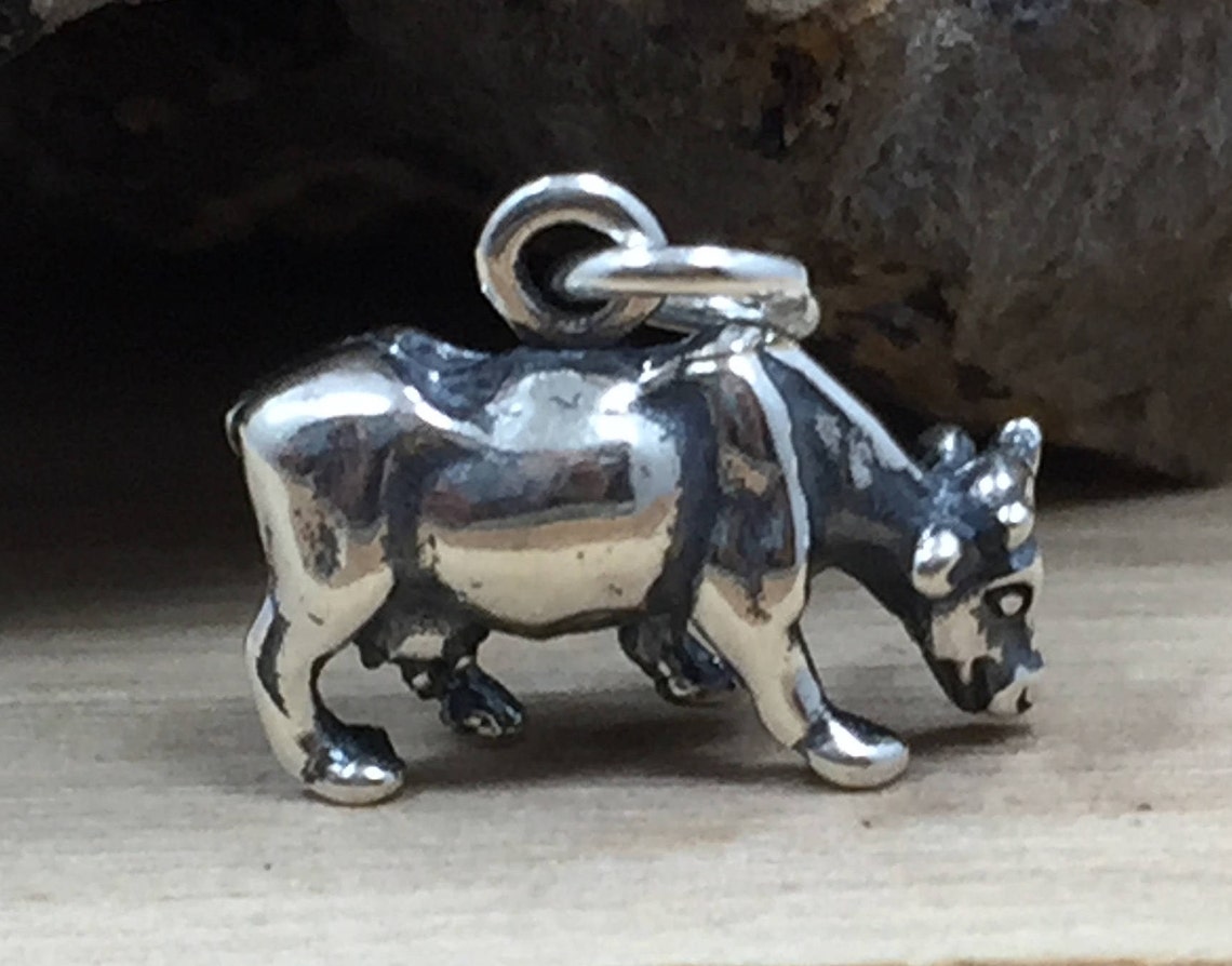 Cow Charm, Cow Pendant, Sterling Silver Cow Charm, Farm Charm, Farm ...