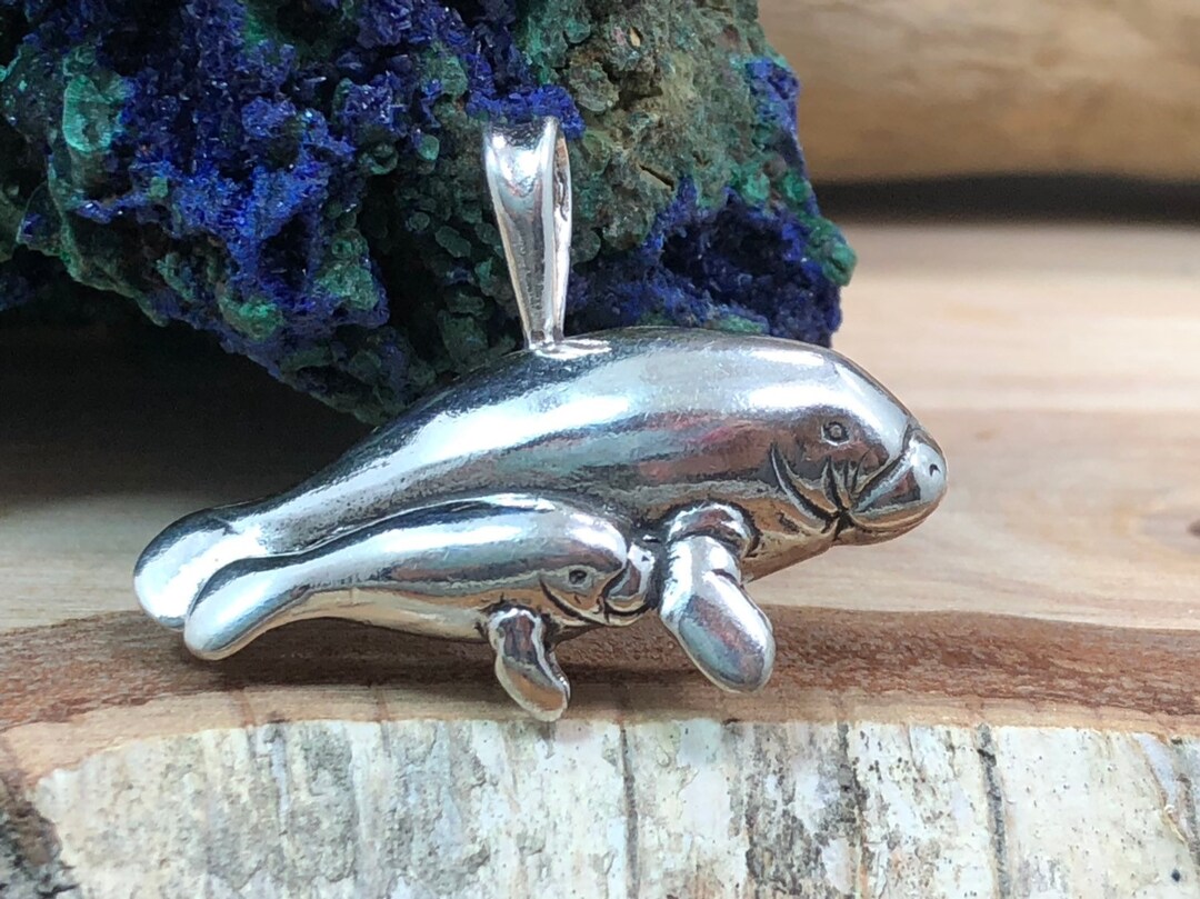 Manatee Charm, Manatee With Calf Pendant, Sea Life Charm, Sea Life ...