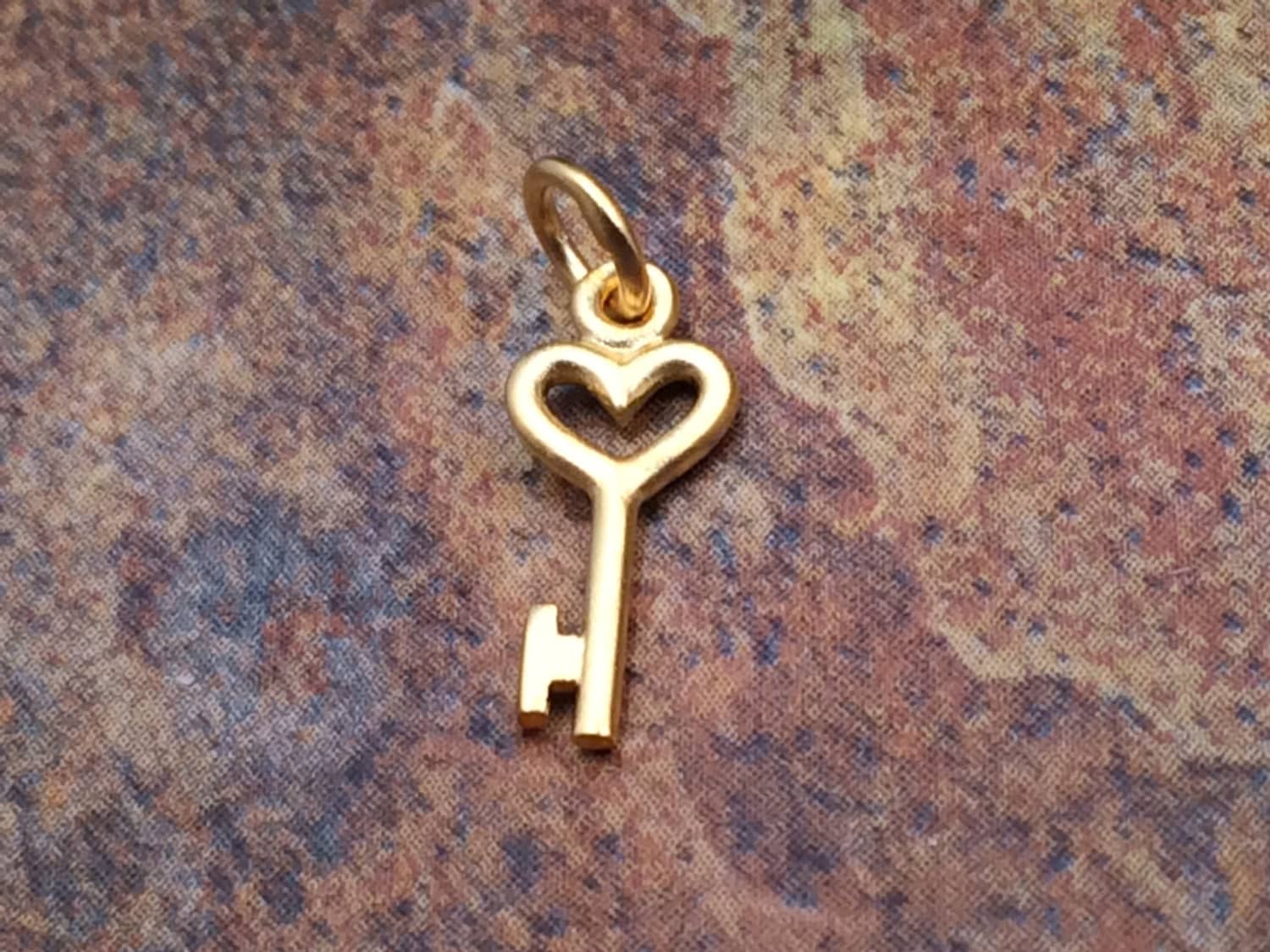 Key Charm Key Pendant Small Key Charm Heart Key Charm - Etsy