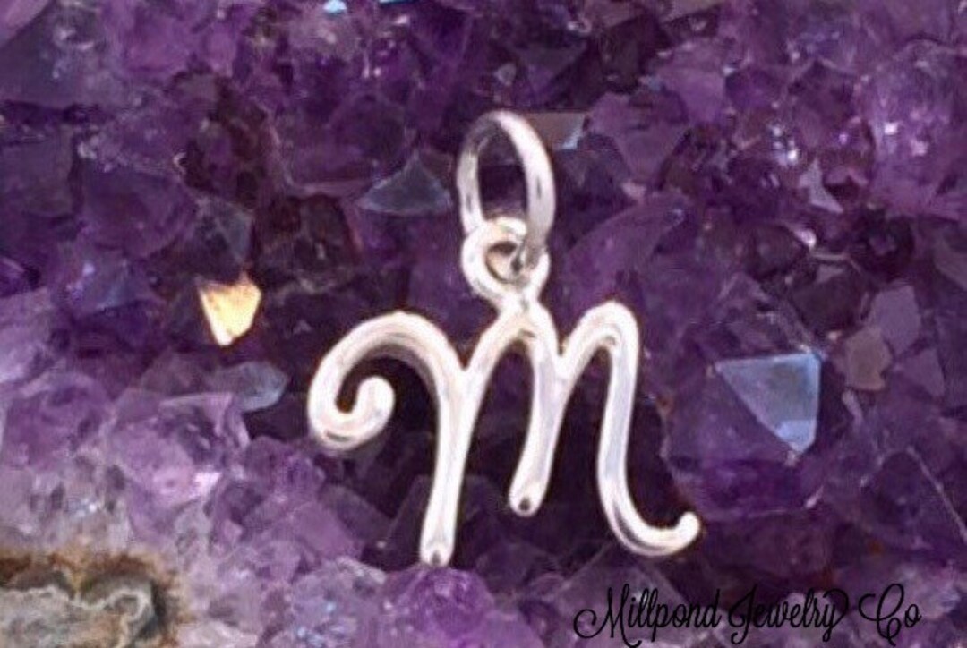 Alphabet Charm, Letter Charm, M Charm, Letter M Charm, Script Letter ...
