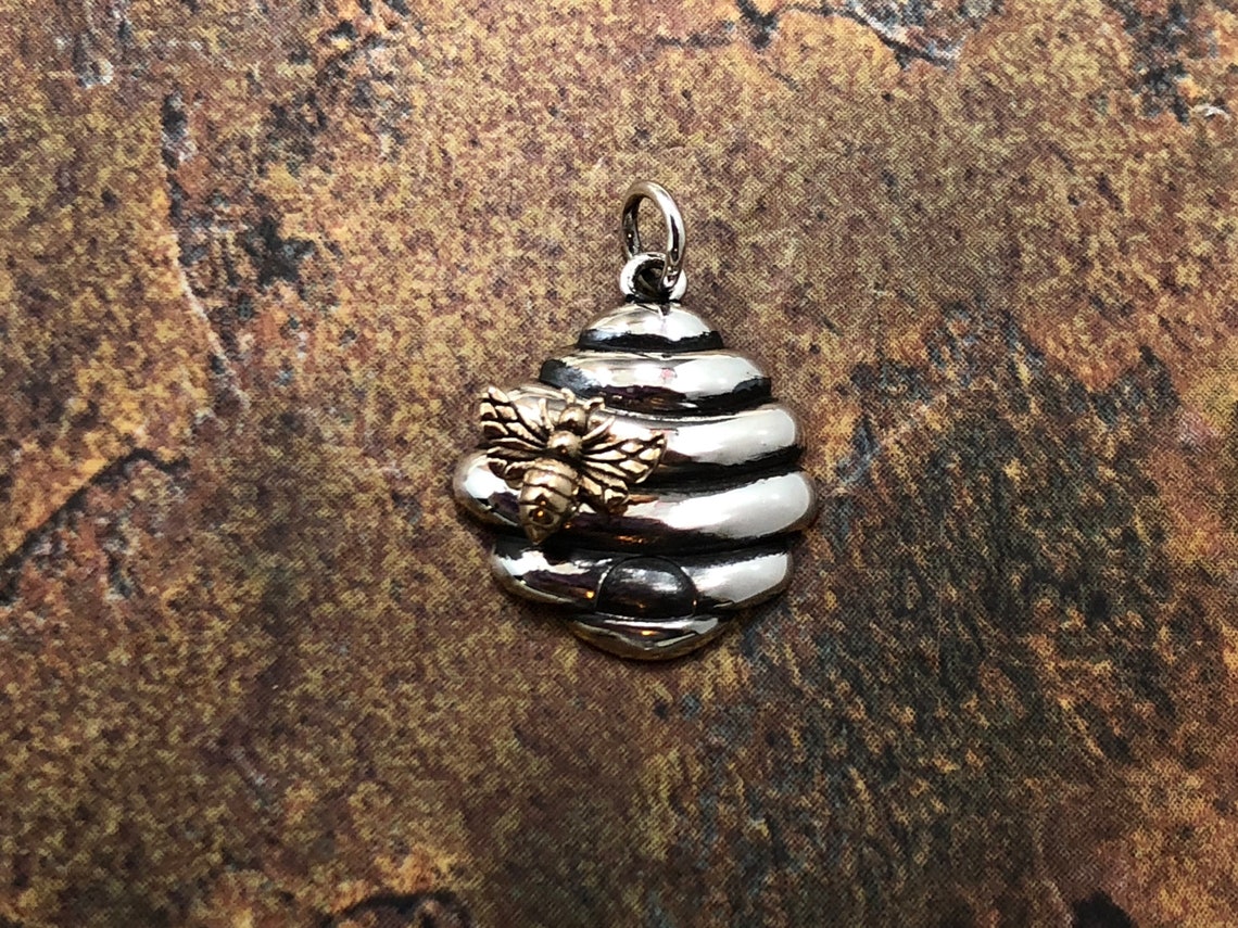 Sterling Silver Beehive Charm With Bronze Bee, Bee Charm, Bee Hive ...
