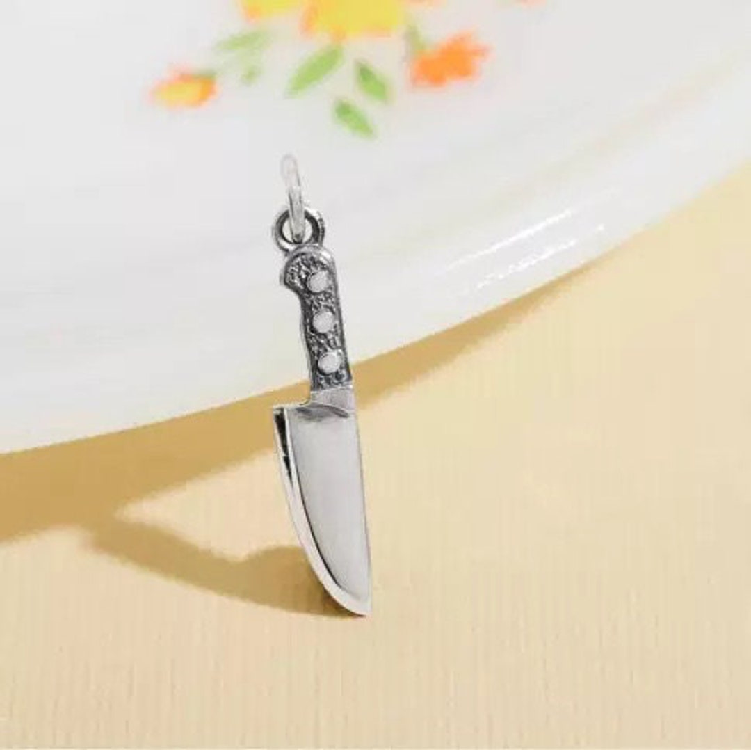 Sterling Silver Kitchen Knife Charm, Knife Charm, Butcher Kniie Charm ...
