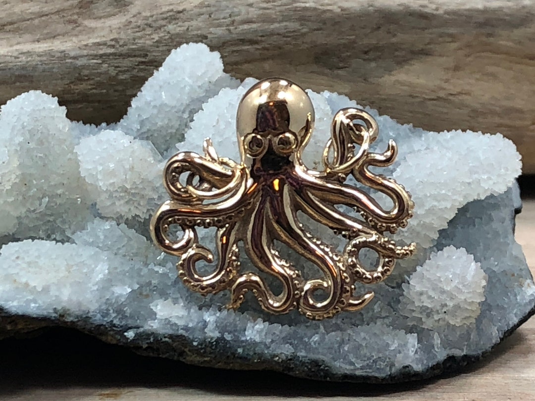 Octopus Charm, Natural Bronze Octopus Charm, Octopus Festoon, Sea Life ...