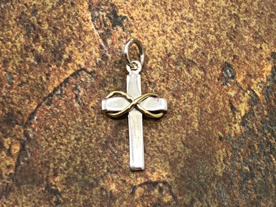 Cross Charm Cross with Infinity Symbol Sterling Silver Cross | Etsy