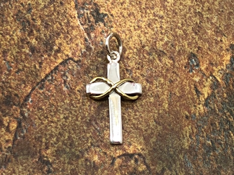 Cross Charm, Cross With Infinity Symbol, Sterling Silver Cross Charm ...