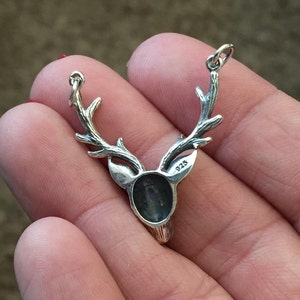 Sterling Silver Charm, Stag Head Link, Stag Head Connector, Deer Charm ...