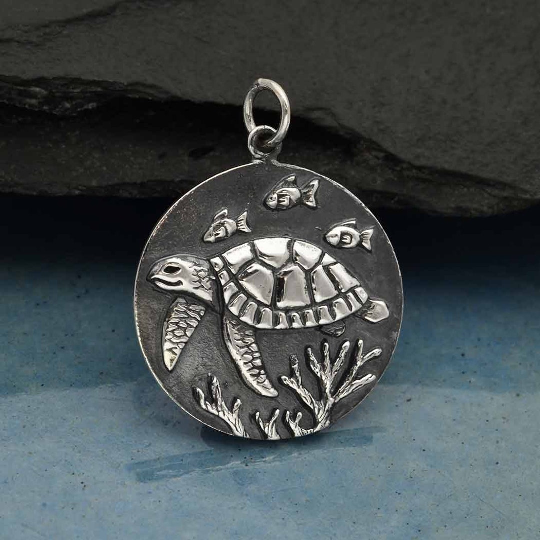 Sterling Silver Sea Turtle Coin Charm, Sterling Silver Turtle Charm ...