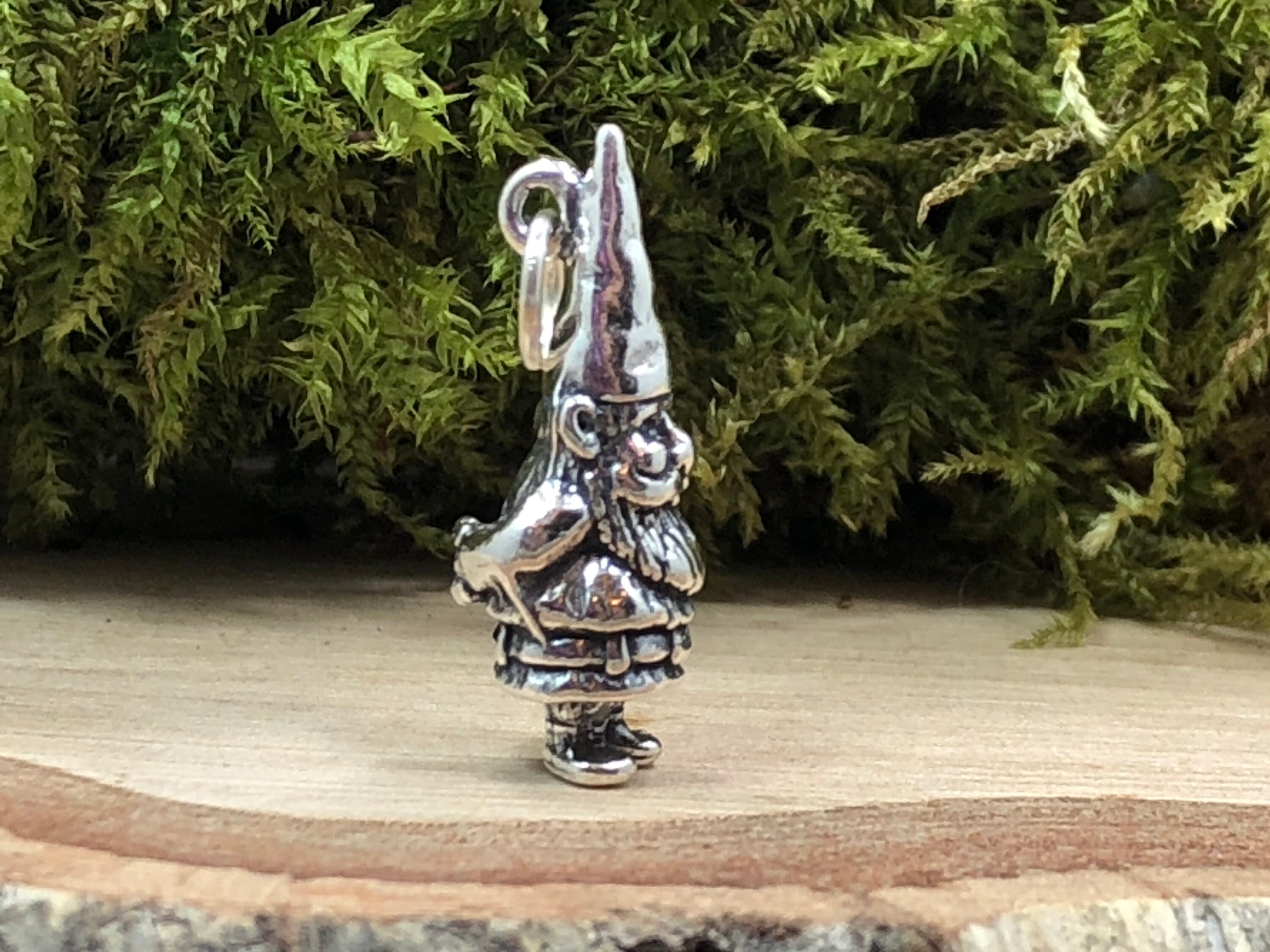 Garden Gnome Charm, Gnome Charm, Garden Charm, Sterling Silver Charm ...
