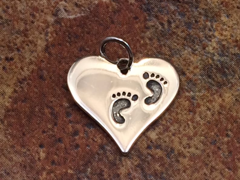 Footprint Charm Baby Feet Charm Baby Feet on Heart Charm - Etsy