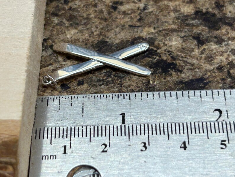 Sterling Silver Skis Pendant, Skier Charm, Sterling Silver Skier Charm ...