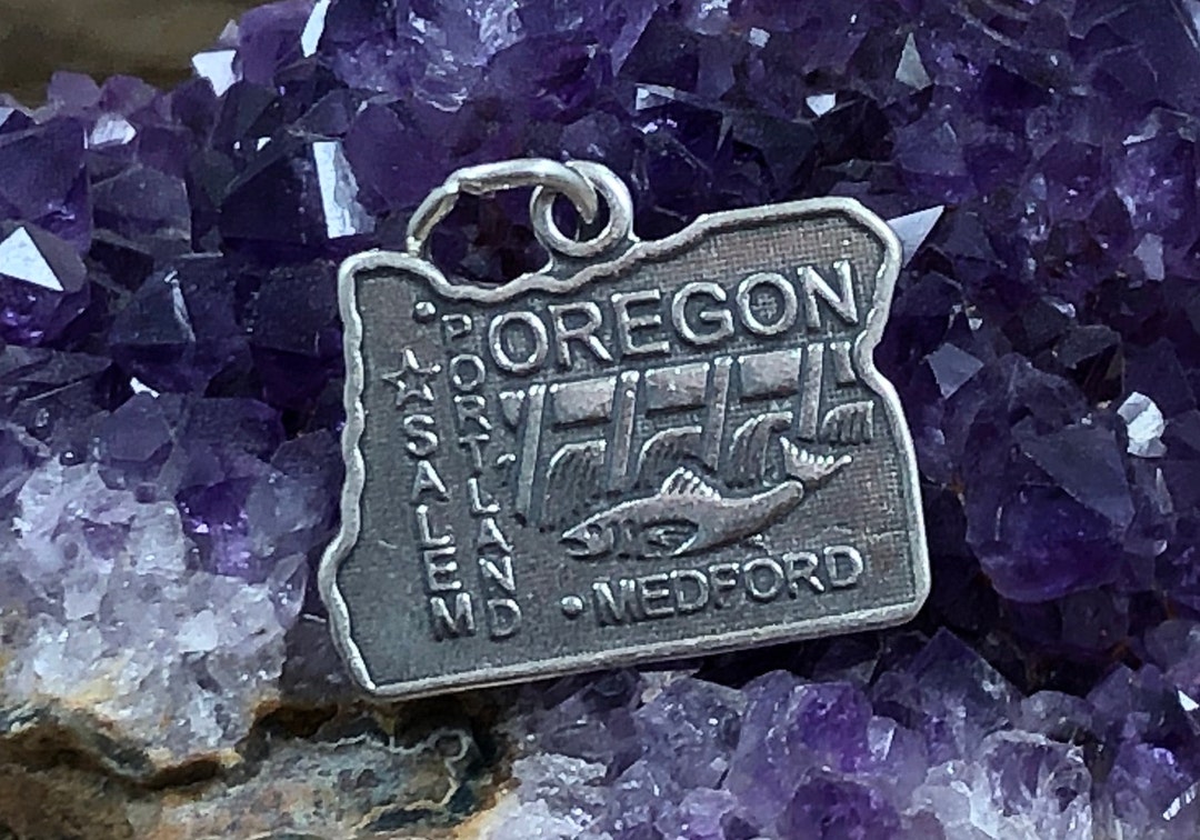 Oregon Charm, Oregon Pendant, Oregon State Charm, Sterling Silver ...