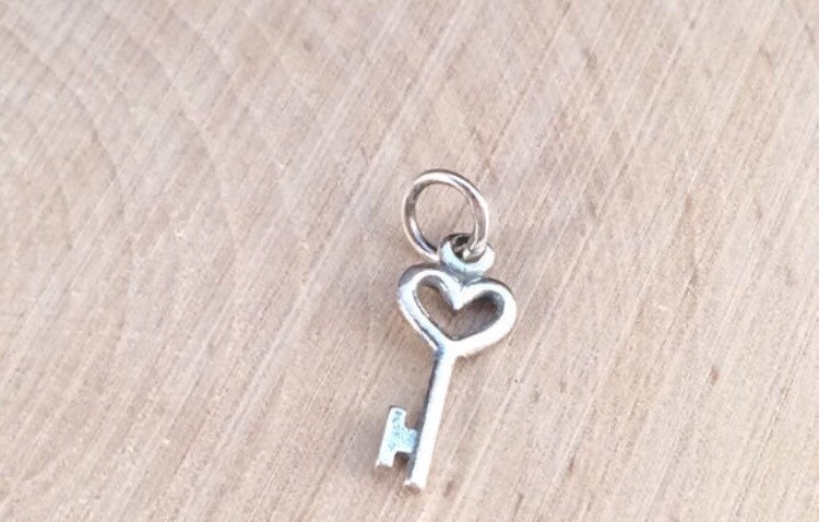 Key Charm Key Pendant Small Key Charm Heart Key Charm - Etsy