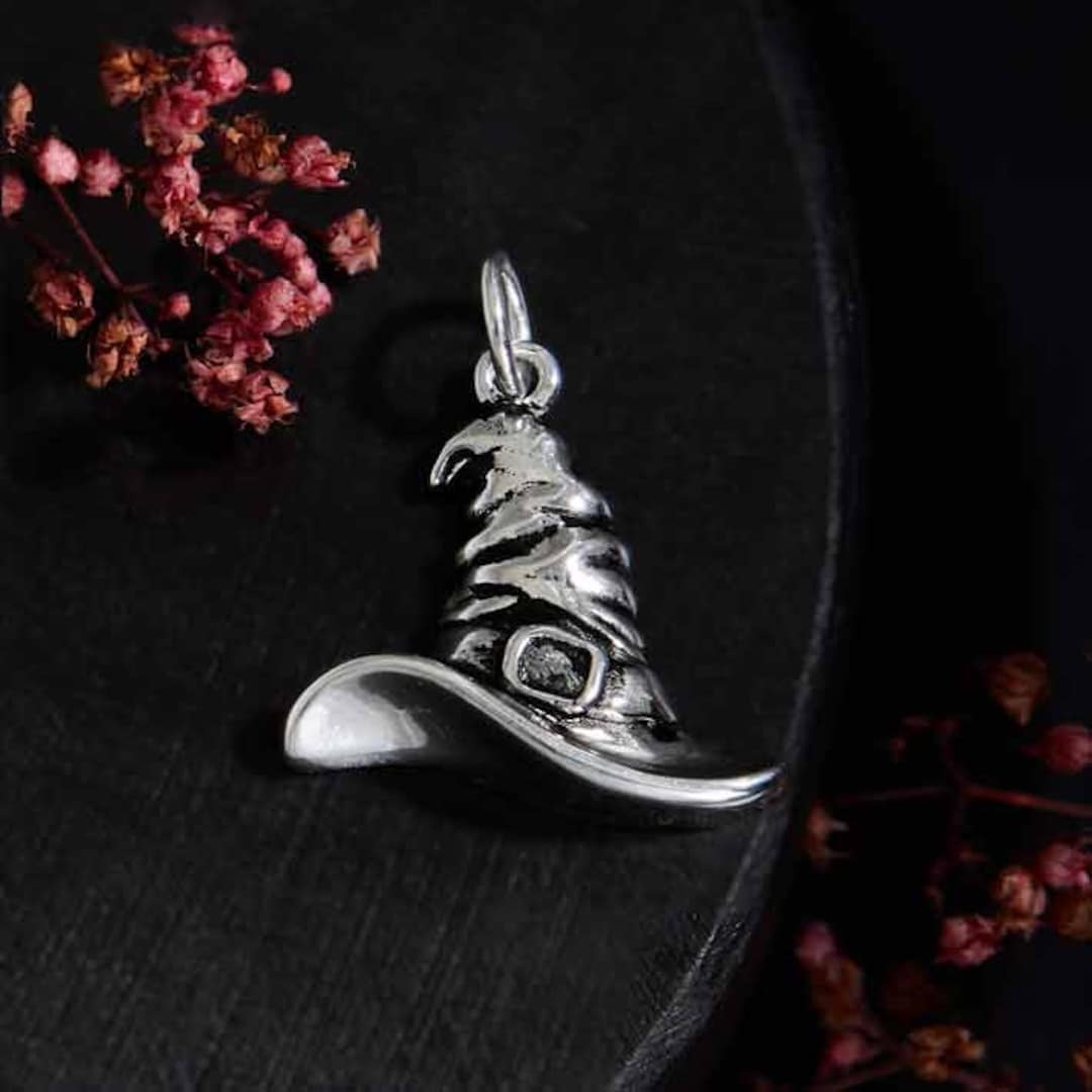 Sterling Silver Witch Hat Charm, Witch Hat Pendant, Witch Hat, Sterling ...