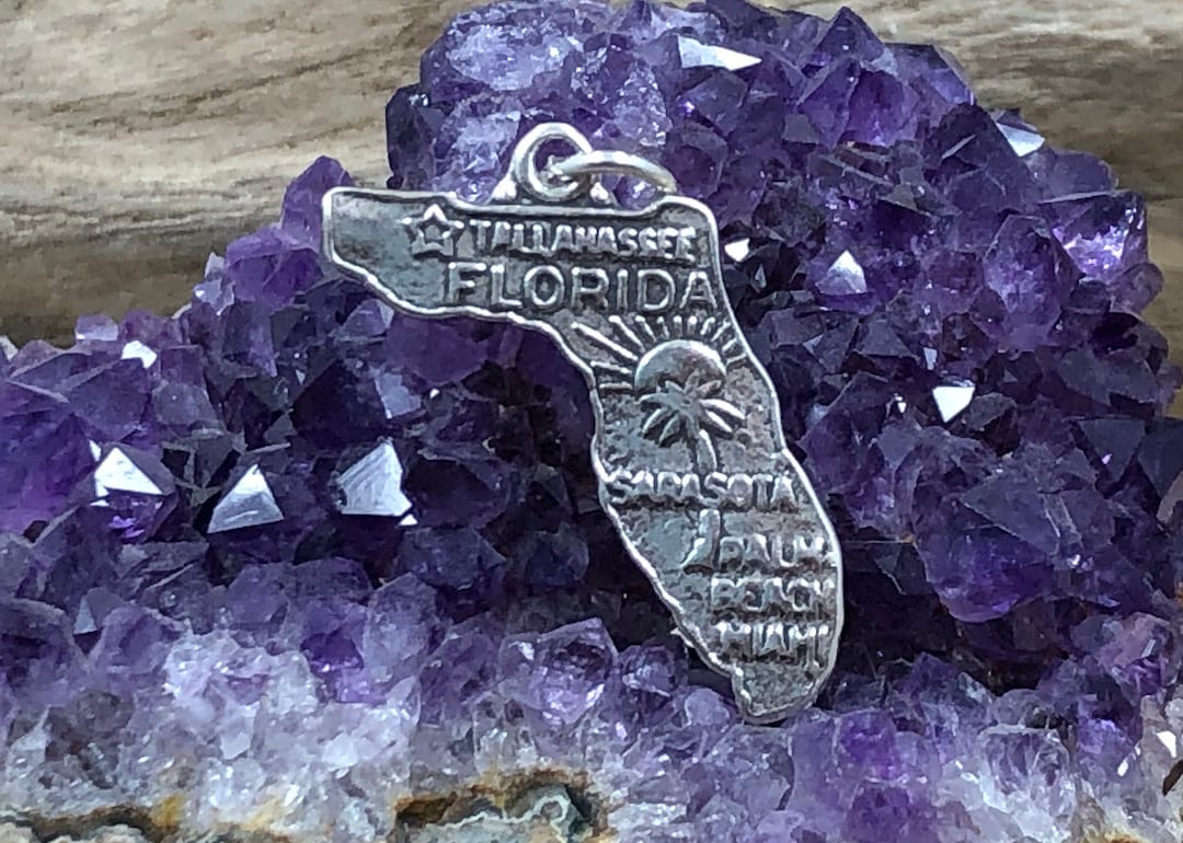 Florida Charm, Florida Pendant, Florida State Charm, Sterling Silver ...